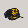 Life Is Trippy Trucker (Black & Yellow) - Happy Sad Mad